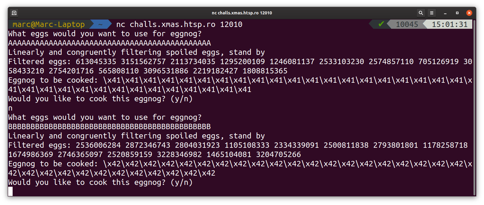 X Mas Ctf 2019 Eggnog Pwn Writeups